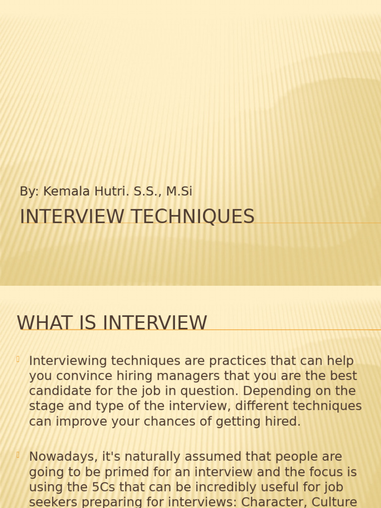 Interview Techniques | PDF | Job Interview | Human Communication