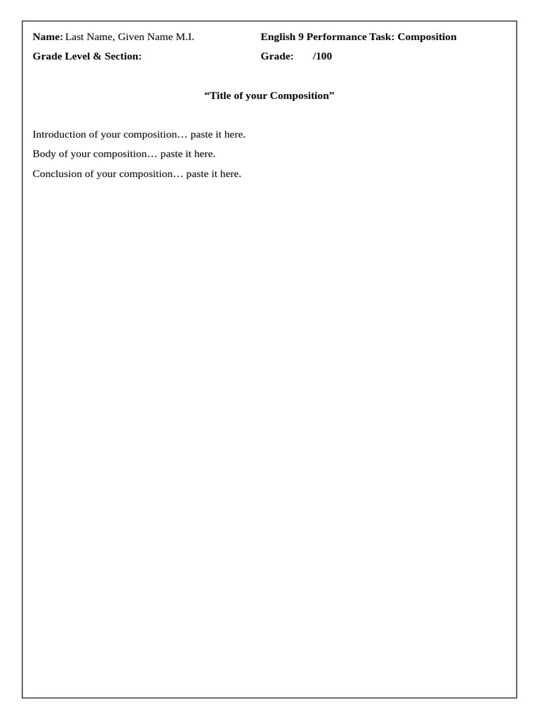 Format For English Composition | PDF | Language Arts & Discipline