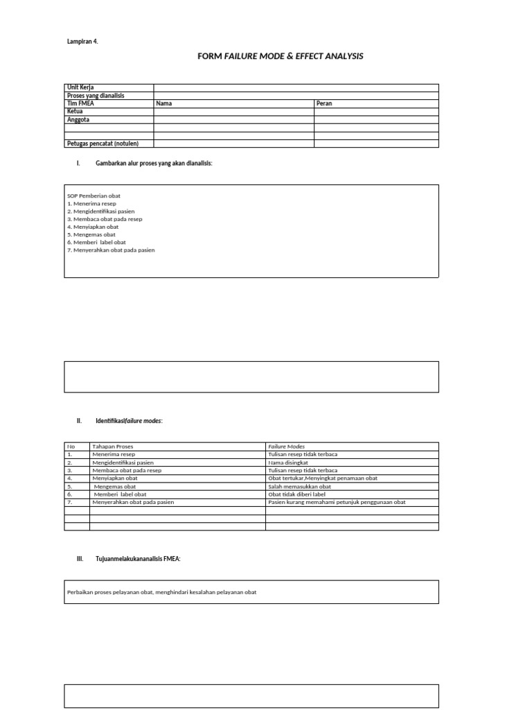 Contoh Form Failure Mode - Presentasi | PDF