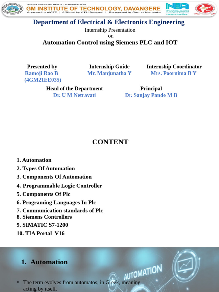 Internship Presentation PLC-2 | PDF | Programmable Logic Controller | Internet Of Things
