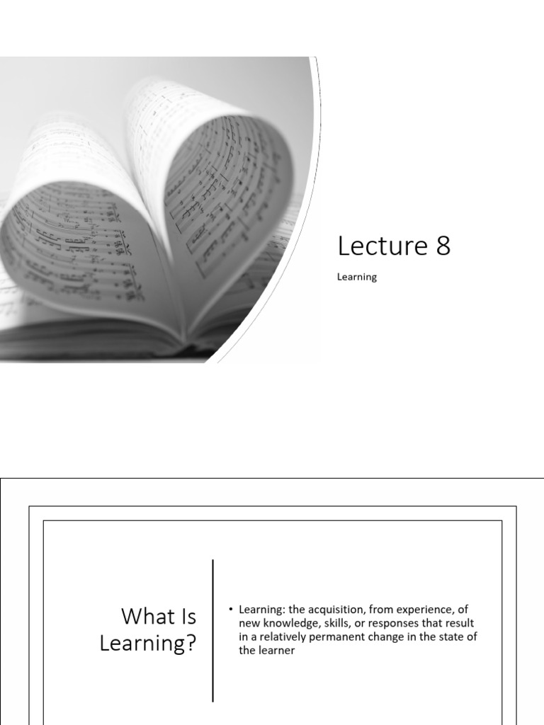 Lecture 8 - 1 slide | PDF | Classical Conditioning | Reinforcement Lecture 8 - 1 slide | PDF | Classical Conditioning | Reinforcement
