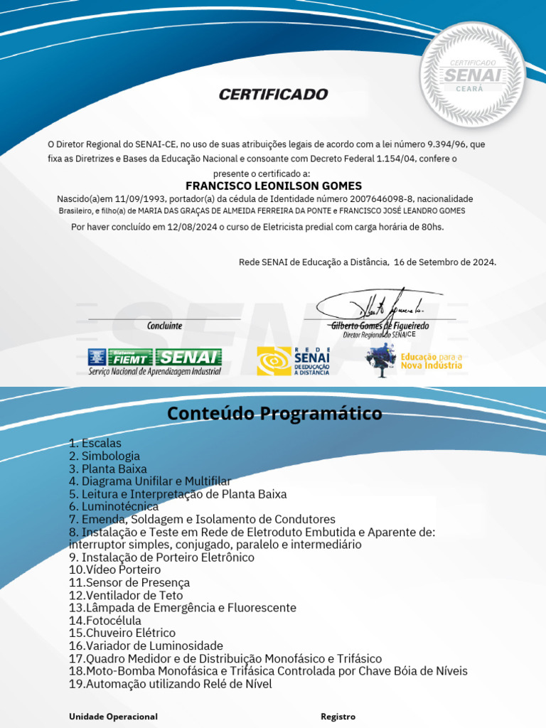 Certificado Senai | PDF