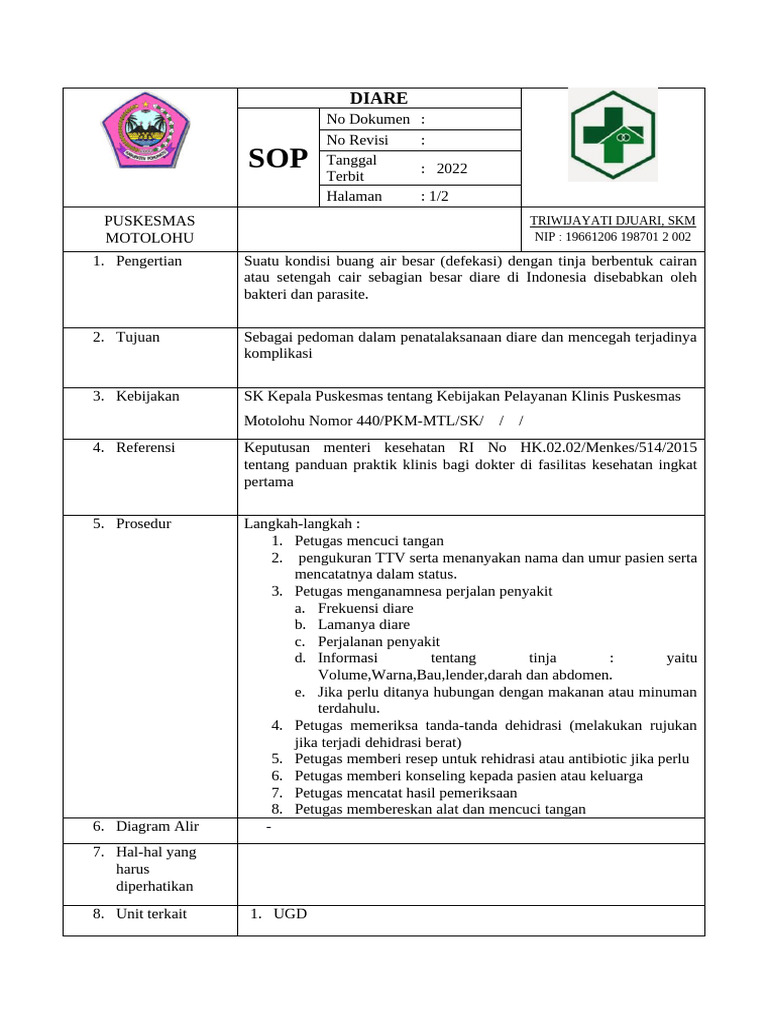 Sop Diare Fix | PDF