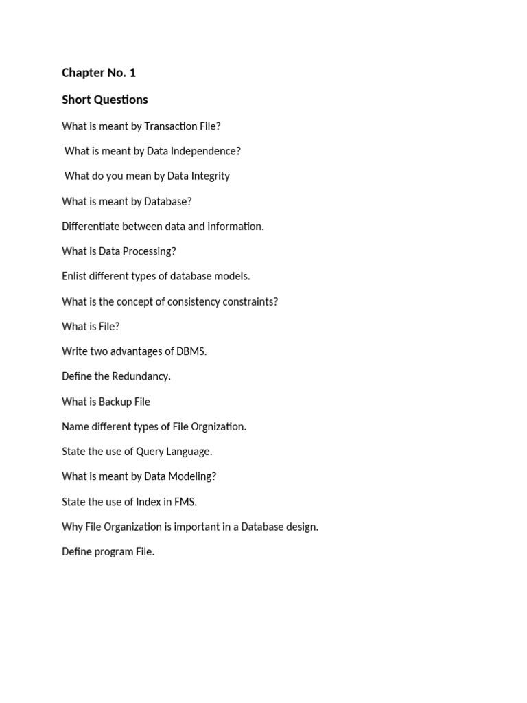 ICS Part-II (Chapter Wise Short Questions) | PDF | Databases | Microsoft Access