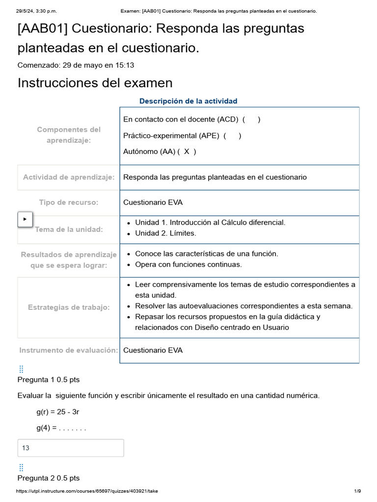 Examen_ [AAB01] Cuestionario_ Responda las preguntas planteadas en el cuestionario_1 | PDF ...