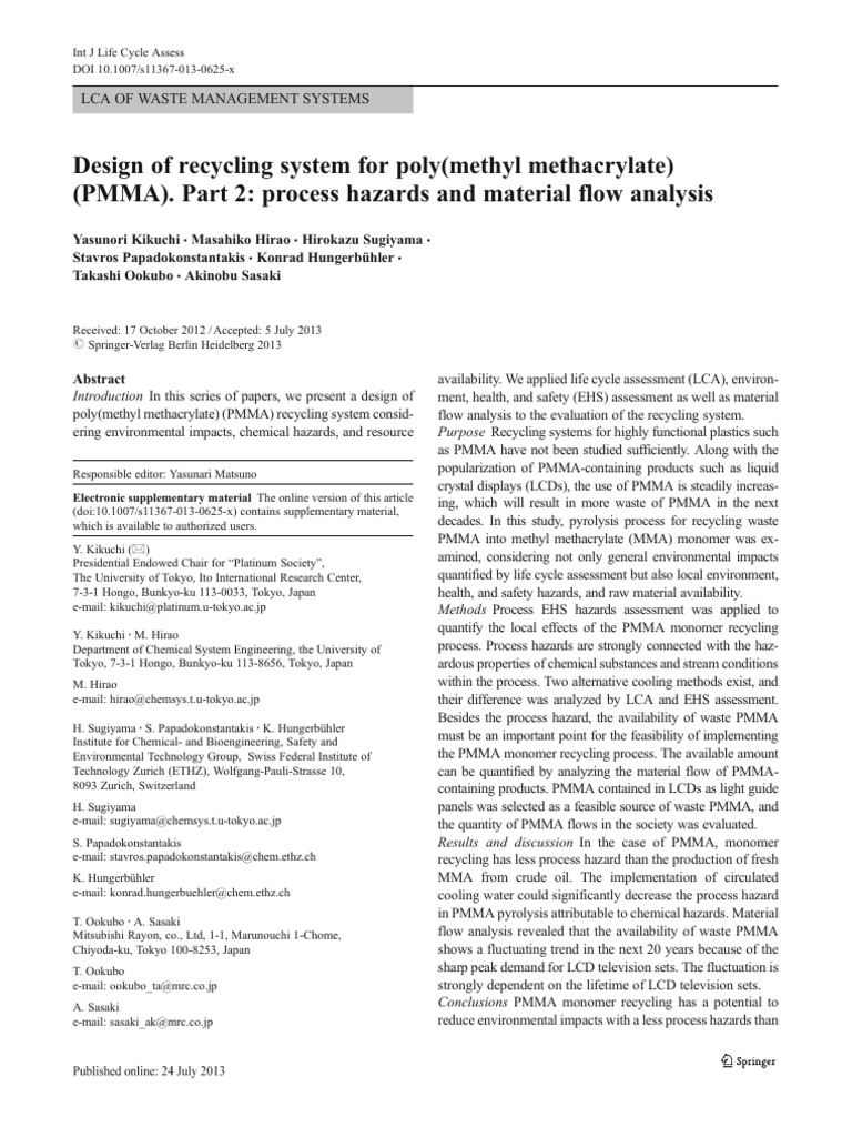 Design Recycling Pmma Part 2 | PDF | Recycling | Life Cycle Assessment