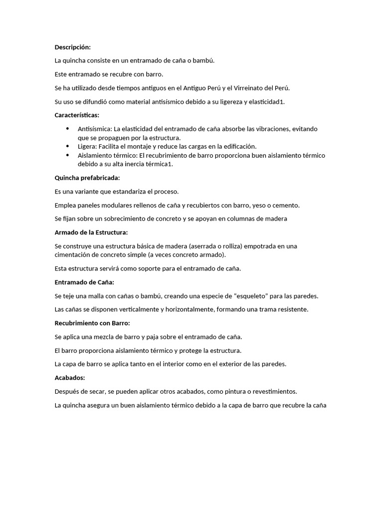 Construcción de casas en quincha de barro | PDF