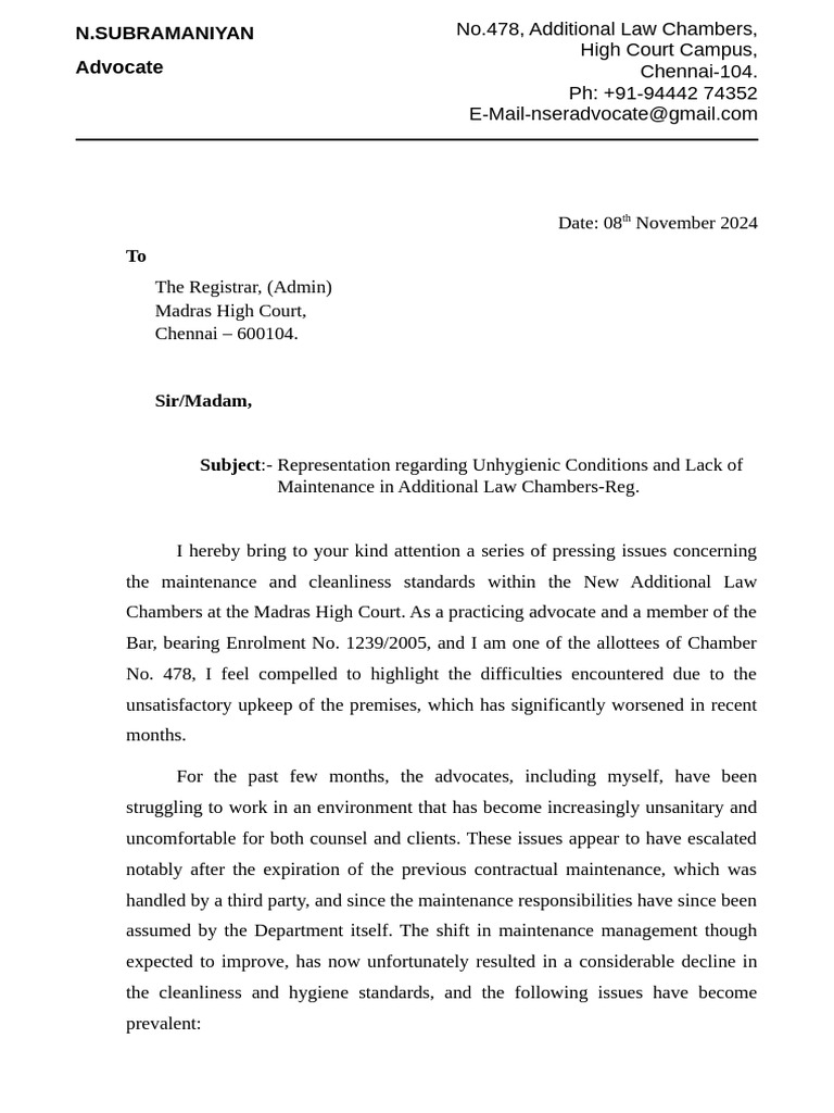 Final Letter To Reg Unclean Building | PDF | Hygiene