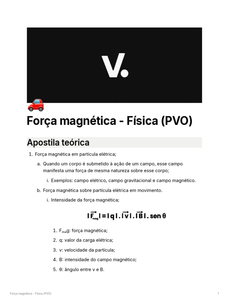 Mapa Mental: Força Magnética | PDF | Magnetismo | Campo magnético