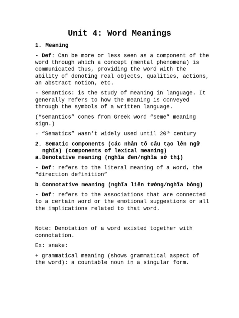 English Lexicology Chapter 4 | PDF | Semantics | Word