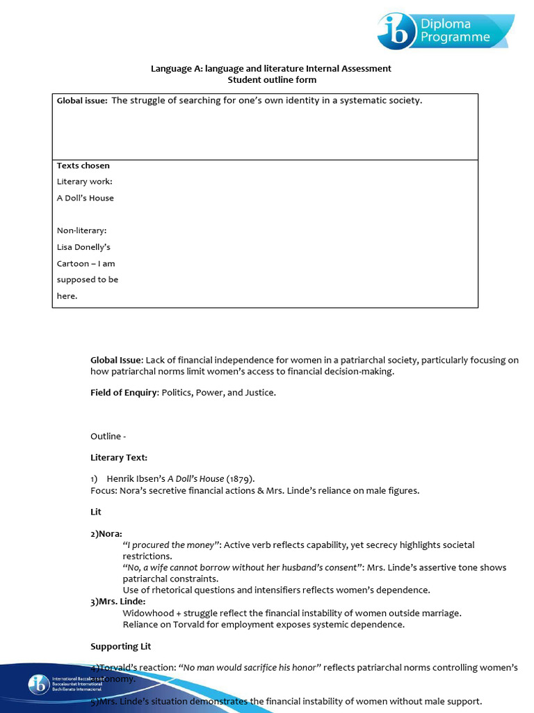 Io Outline | PDF | A Doll's House