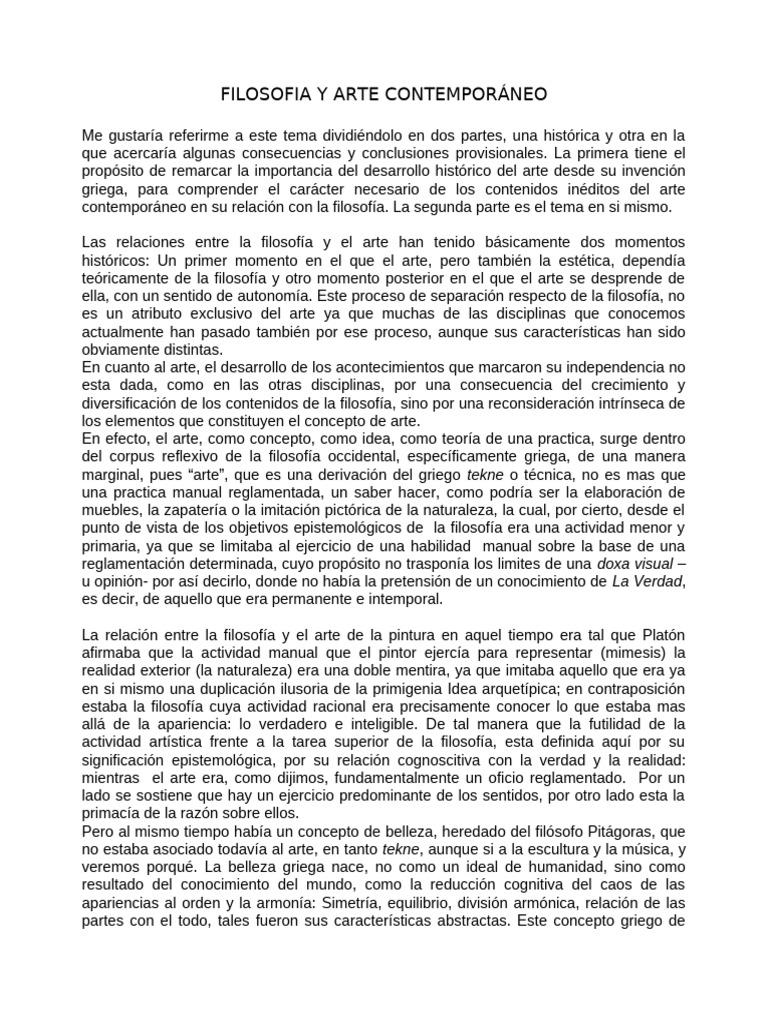 Filosofía y Arte: Evolución y Autonomía | PDF | Conocimiento | Verdad