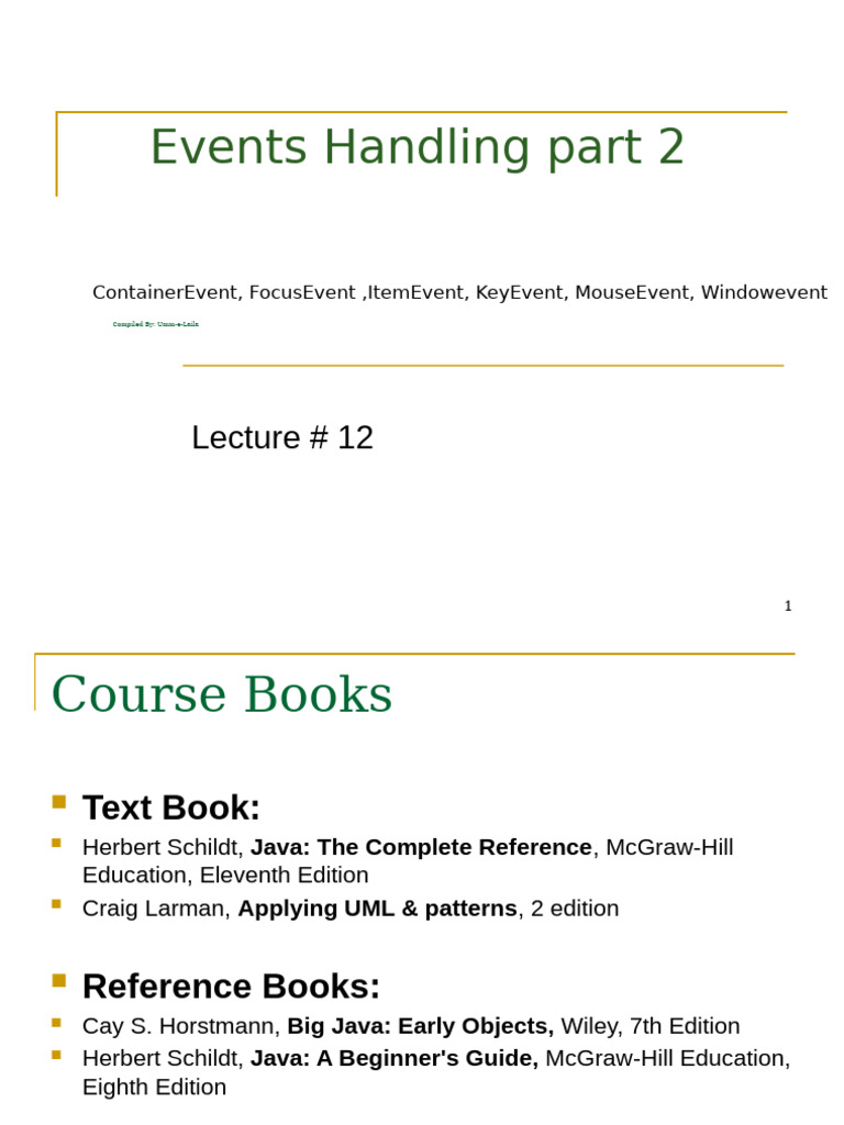 Lecture 12 Event Hadling Part 2 | PDF | Graphical User Interfaces | Cursor (User Interface)