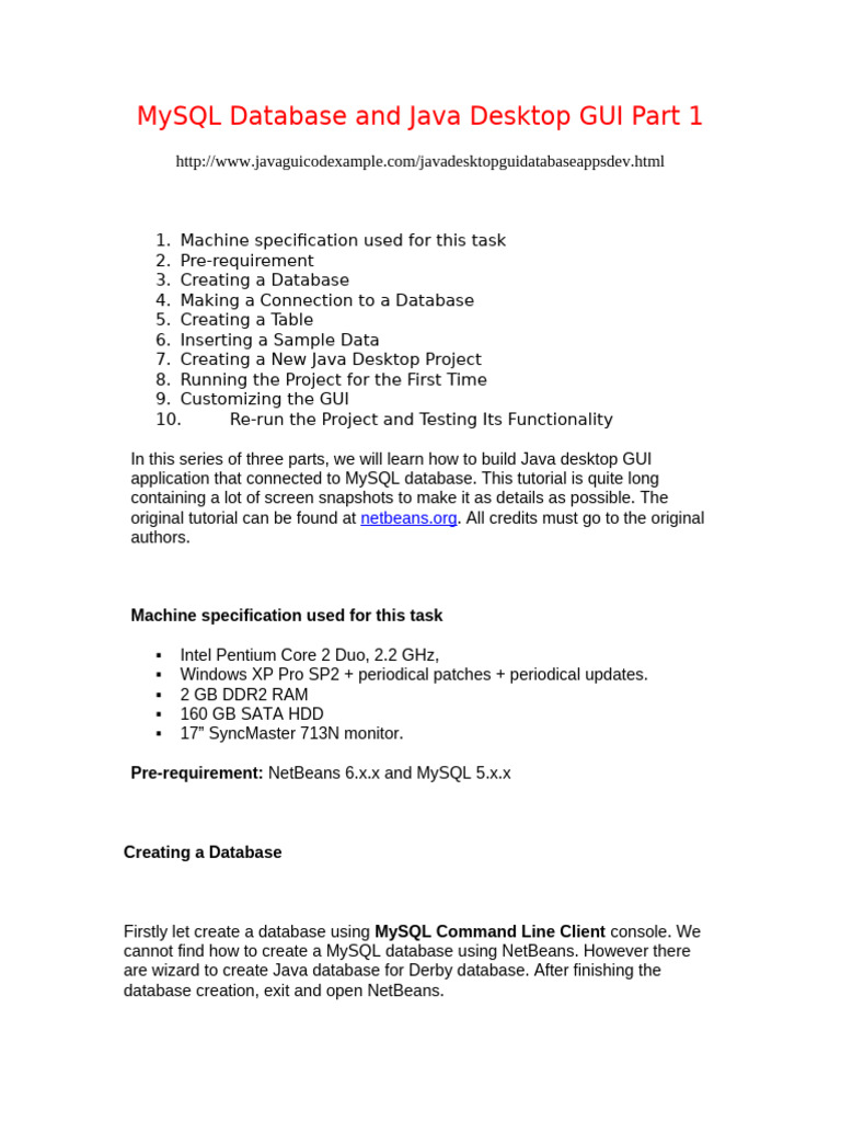 MySQL Database and Java Desktop GUI | PDF | Computing | System Software MySQL Database and Java Desktop GUI | PDF | Computing | System Software