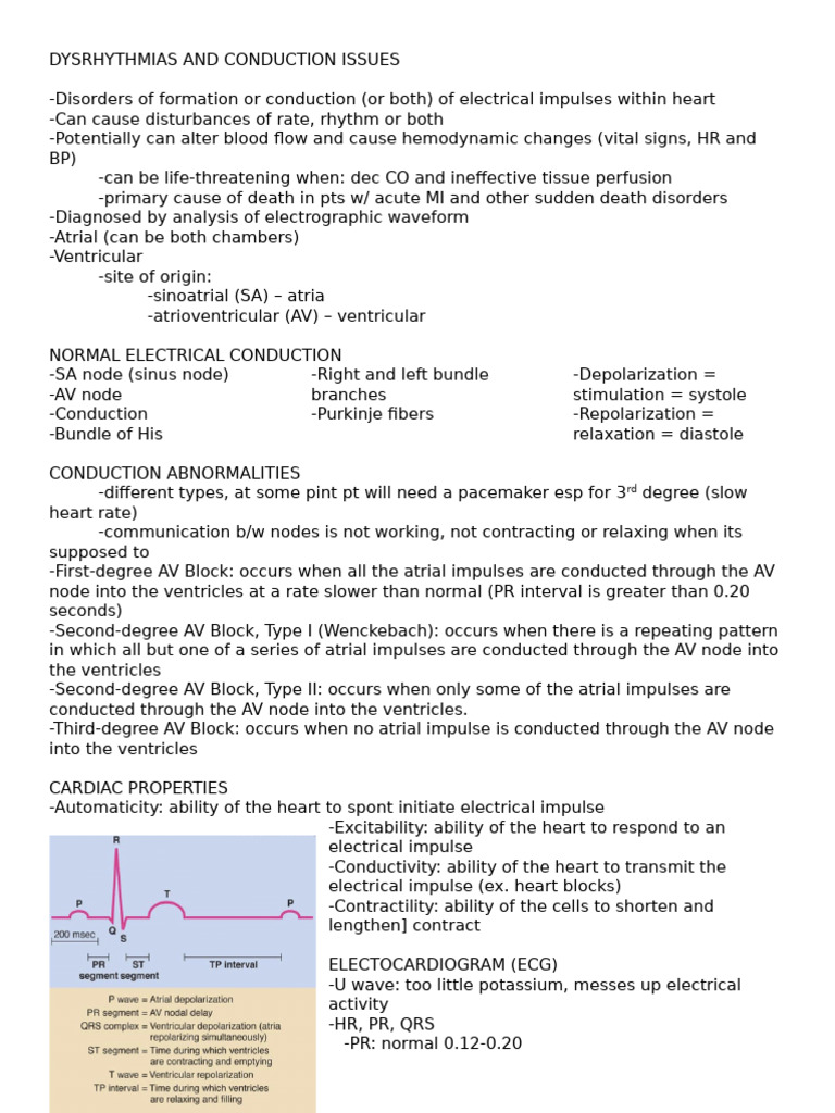 Dysrhythmias and Conduction Issues | PDF | Atrium (Heart) | Heart