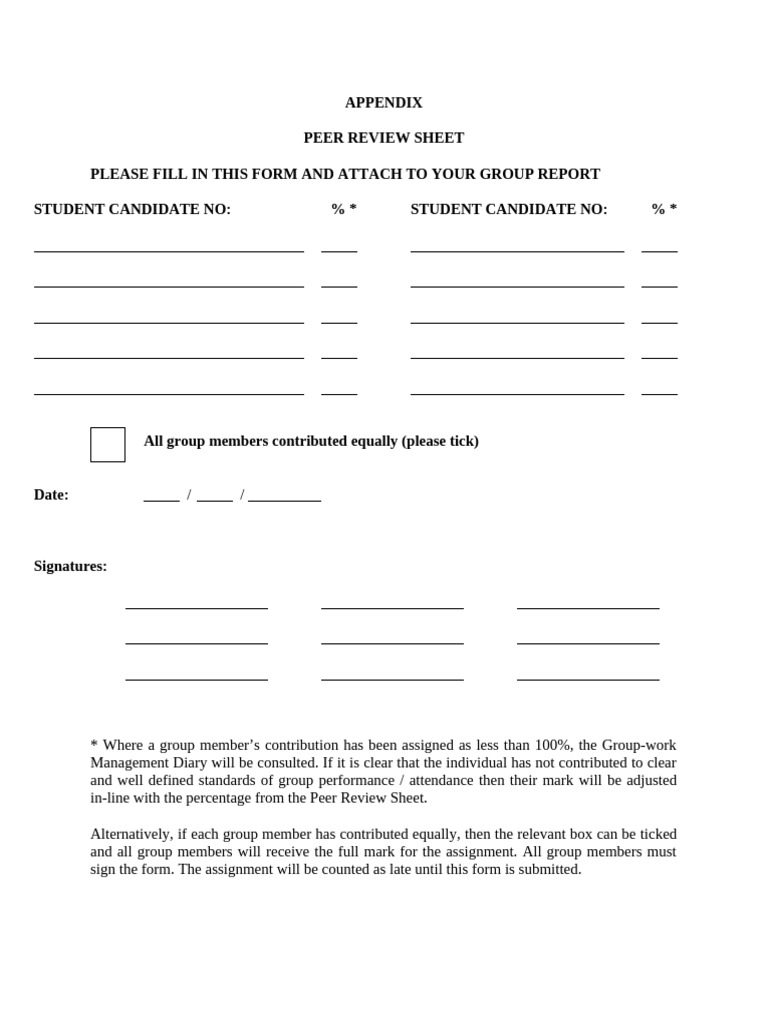Peer Review Sheet | PDF | Business | Finance & Money Management