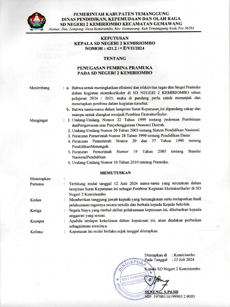 SK Pembina Pramuka | PDF