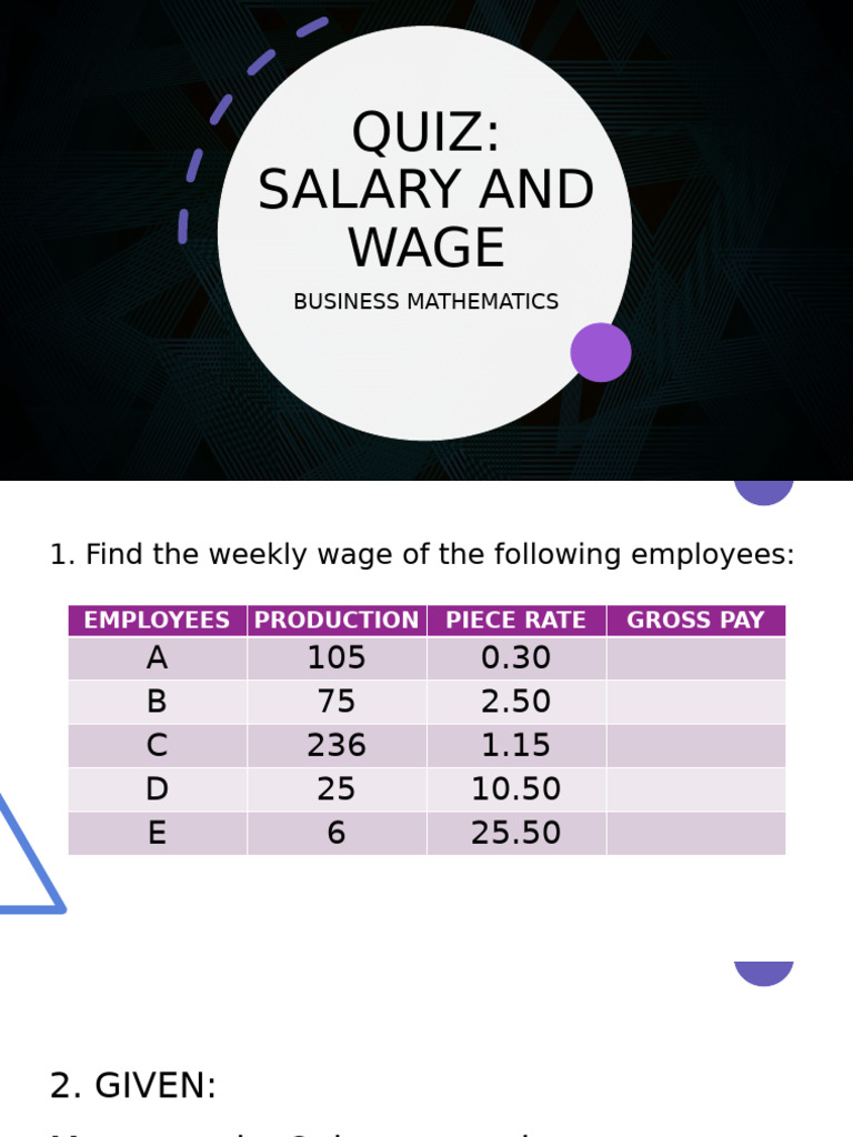 Quiz Salary and Wage | PDF