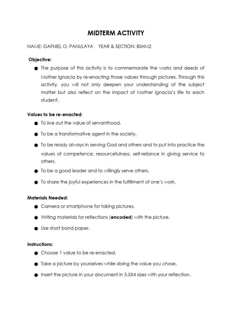 Midterm Activities | PDF