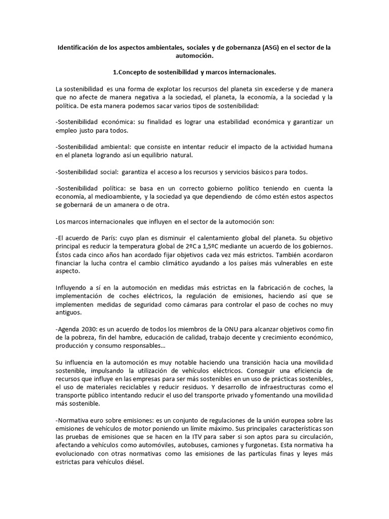 Aspectos ASG en la Automoción Sostenible | PDF | Reciclaje | Coche