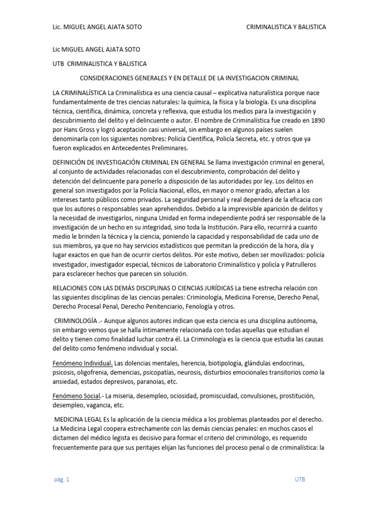 Tema 3 Detalle de La Inv Criminal | PDF | Ciencia forense | Criminología