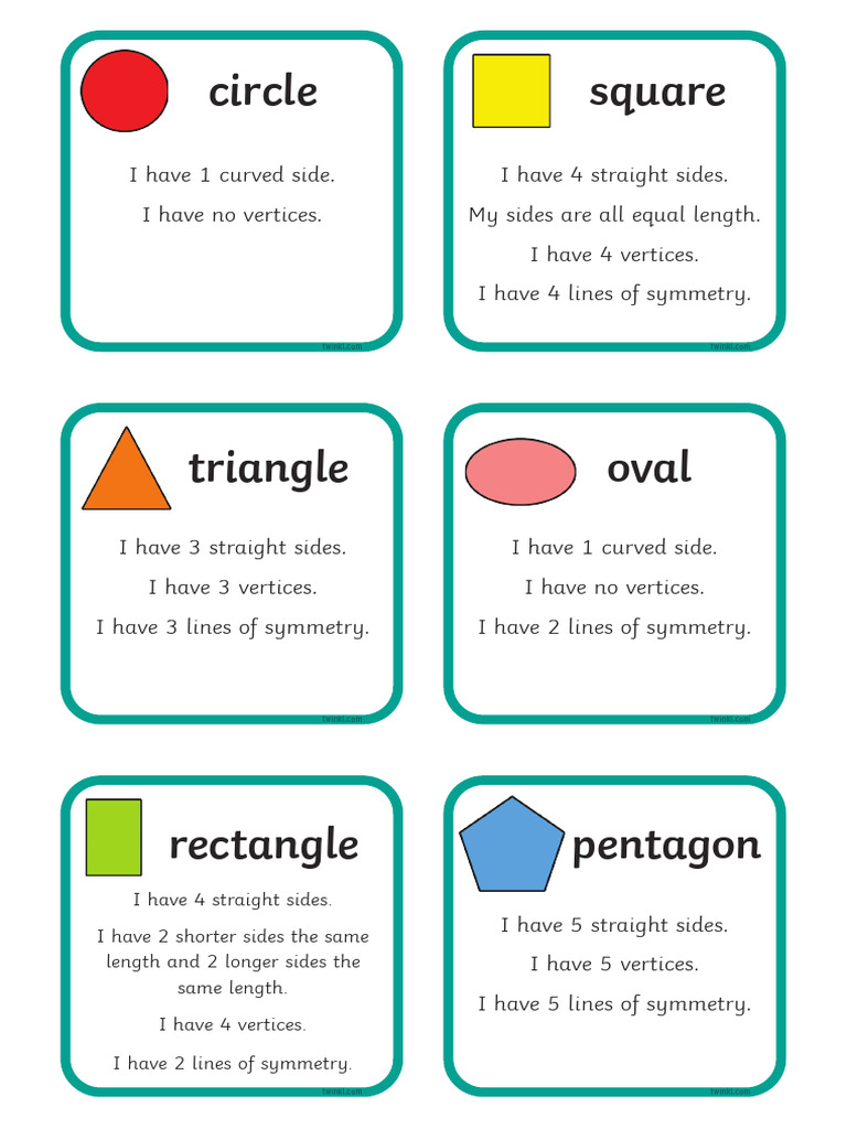 2d Shape Properties Word Cards | PDF | Euclidean Geometry | Polytopes