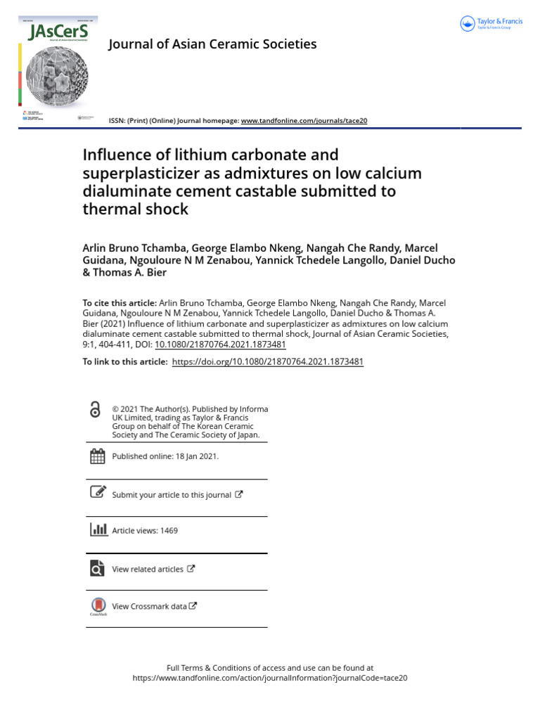 Influence of Lithium Carbonate and Superplasticizer As Admixtures On ...