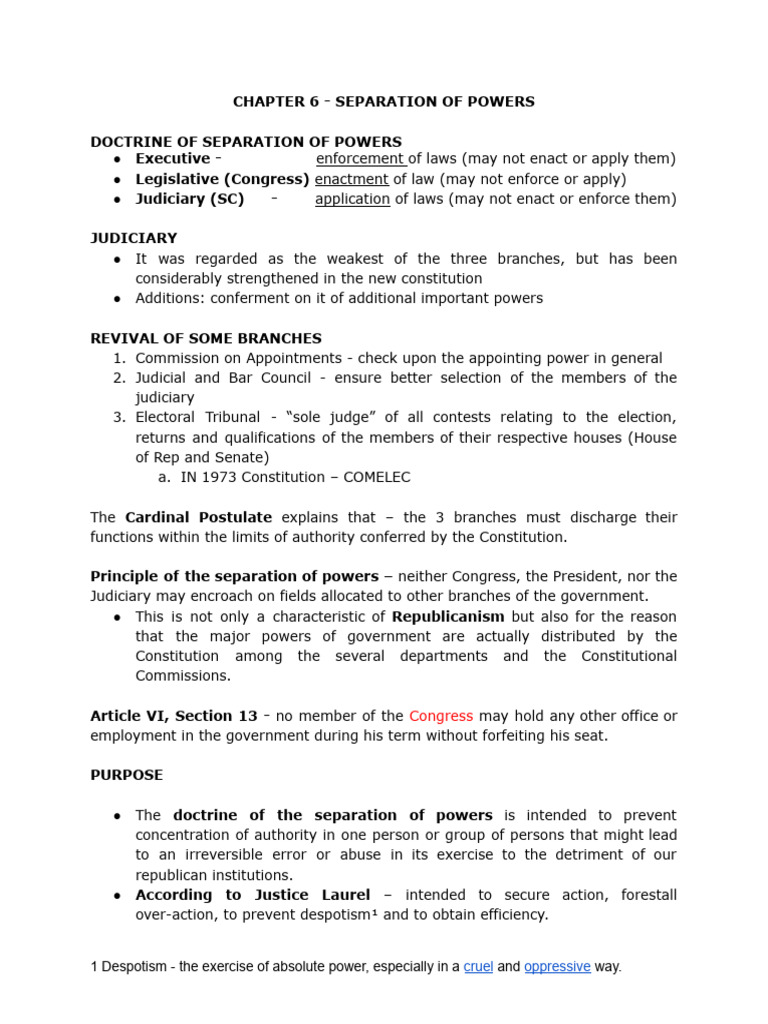 Understanding Separation of Powers | PDF | Separation Of Powers | State ...