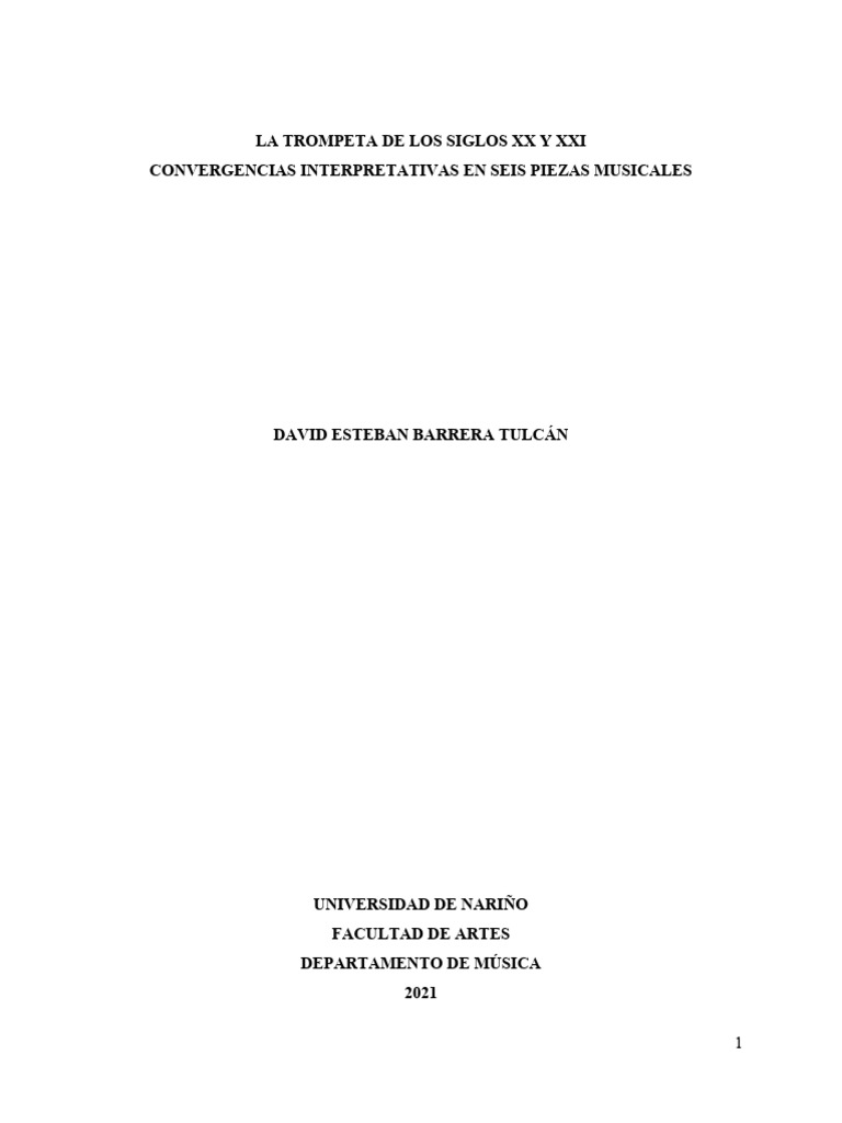 David Esteban Barrera Tulcán - La Trompeta de Los Siglos XX y Xxi | PDF | Ritmo | Variación (música)