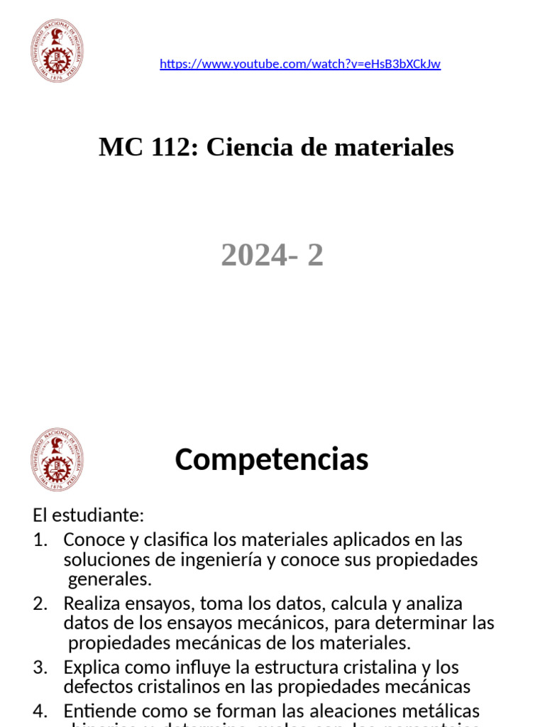 Unidad1-Introducción MC112 20242 | PDF | Fatiga (material) | Corrosión
