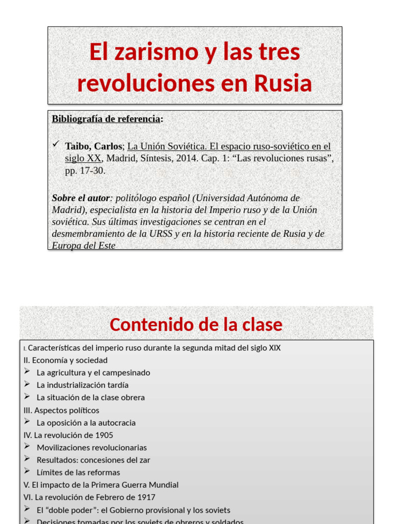 HMyC Clase Virtual Zarismo y Revoluciones de 1905, Febrero y Octubre de ...