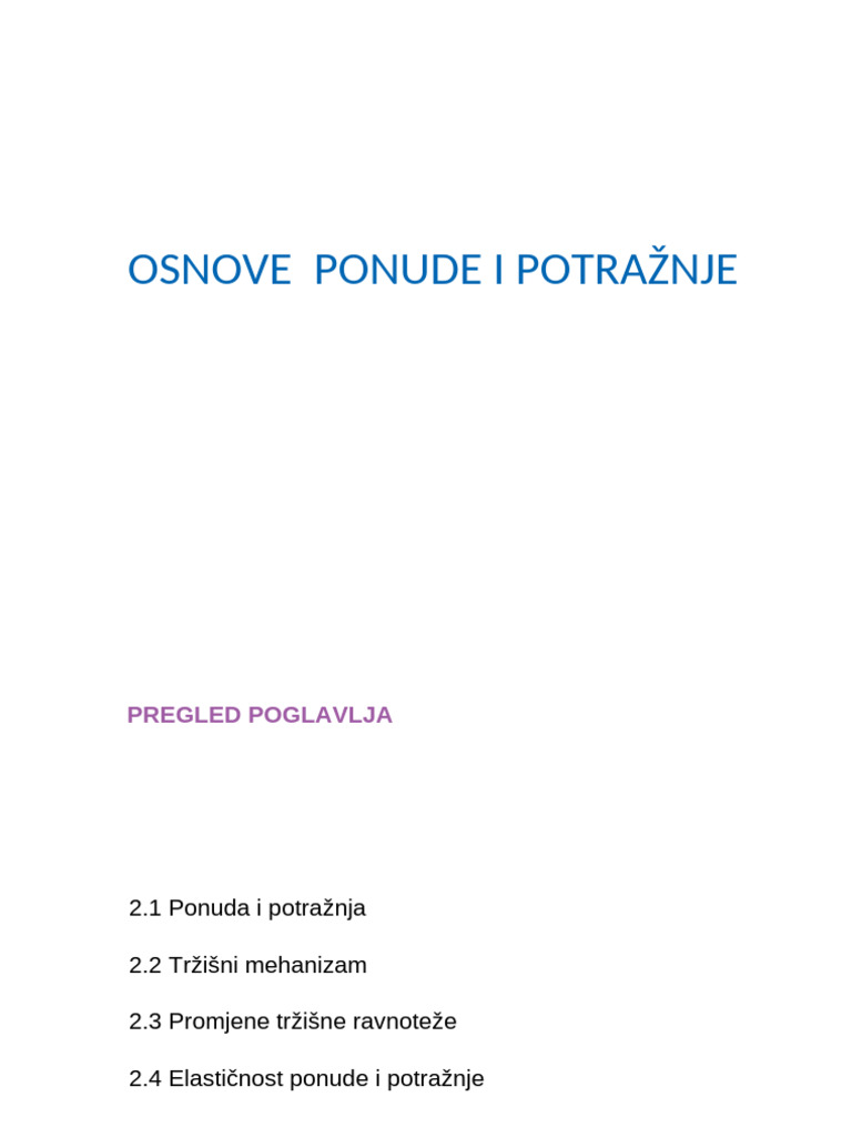 Osnove Ponude I Potražnje | PDF
