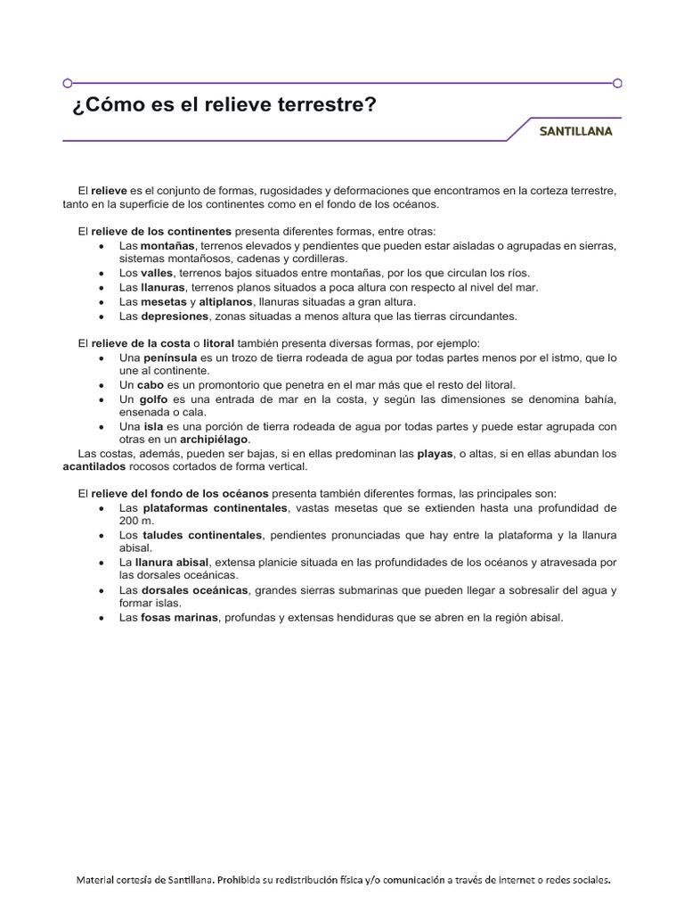 Formas del Relieve Terrestre y Oceánico | PDF