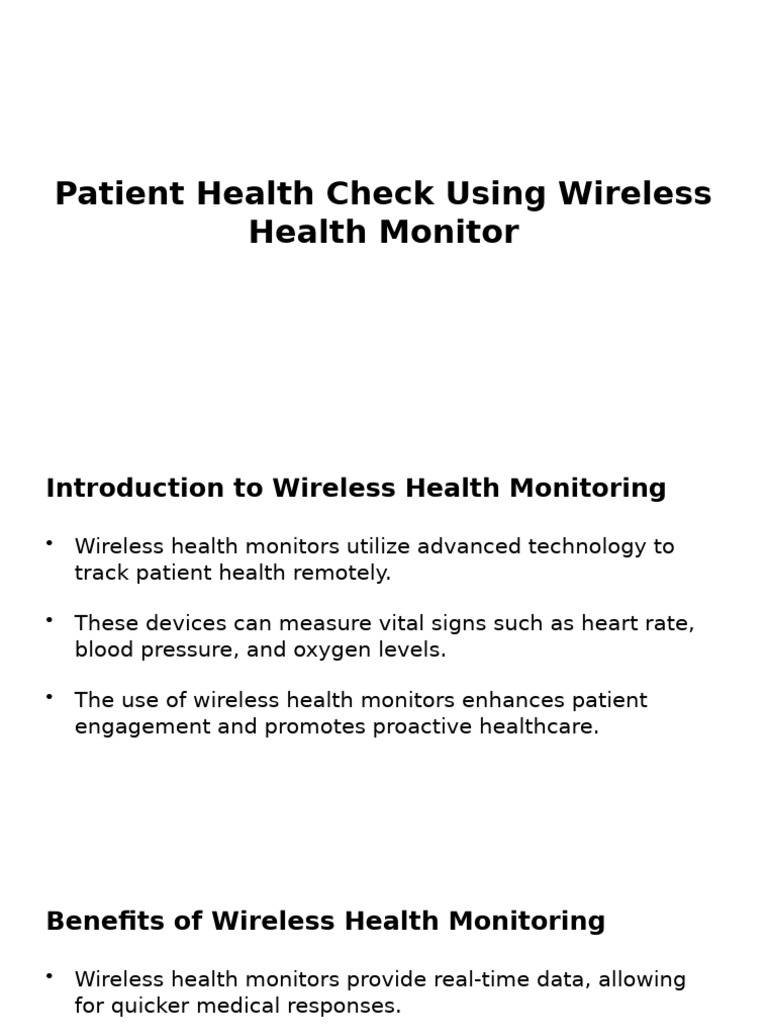 Patient Health Check Using Wireless Health Monitor | PDF | Monitoring ...