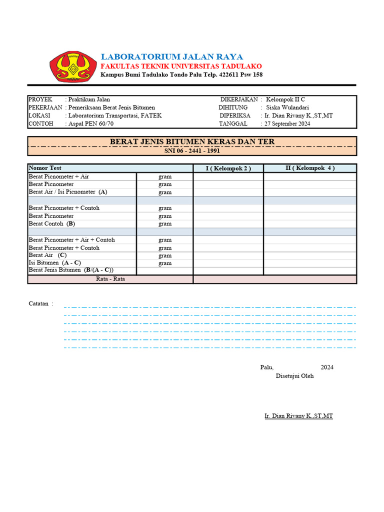 Berat Jenis Aspal PEN 60/70 | PDF