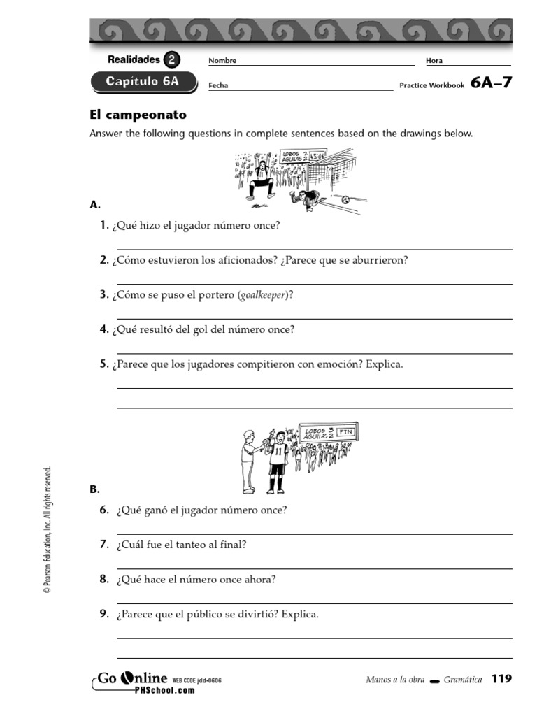 Realidades 2 Practice Workbook (6A) - 123 | PDF