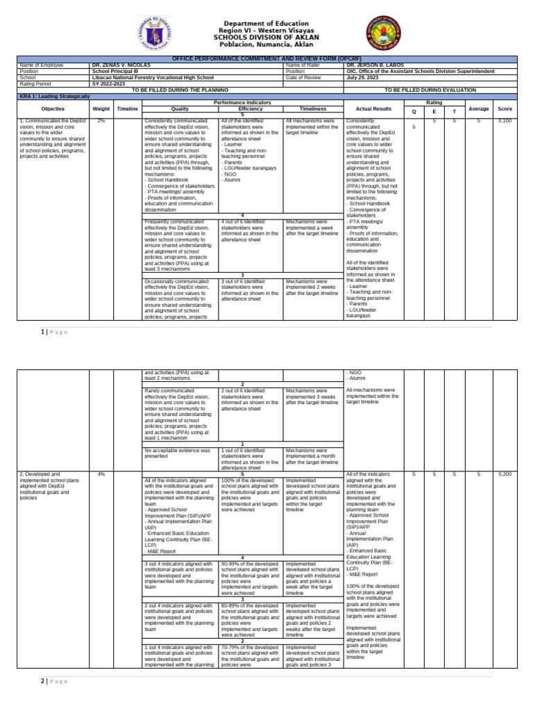 Lnfvhs Opcrf Corrected Pdf Policy Performance Indicator