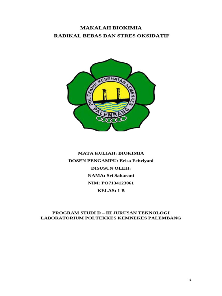 Makalah Biokimia Sri Saharani | PDF | Kesehatan Holistik | Sains & Matematika