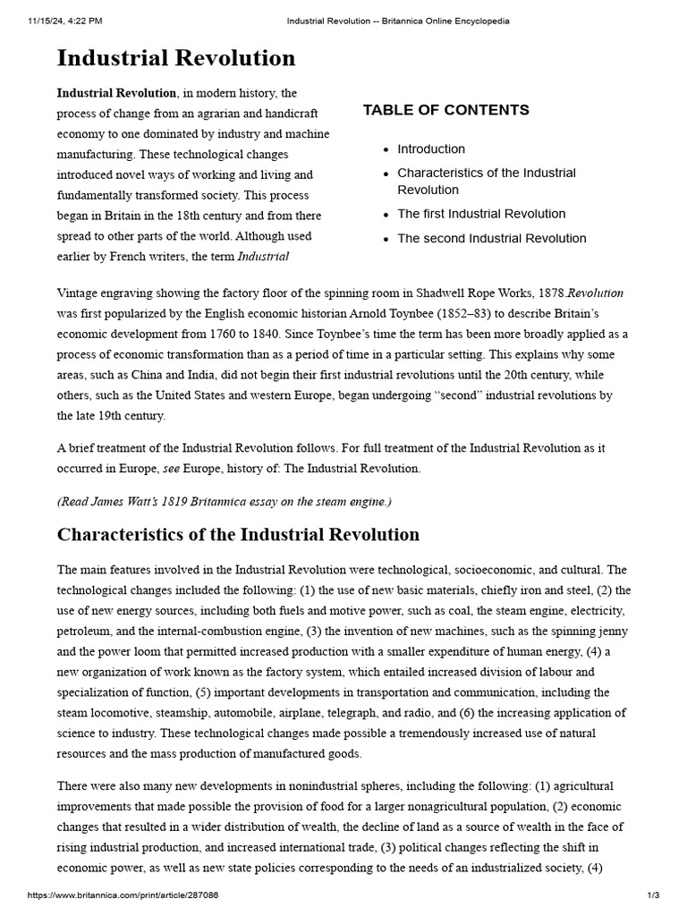 Industrial Revolution Overview | PDF | Industrial Revolution | Belgium