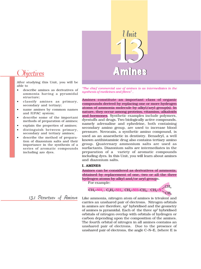 Unit 13 | PDF | Amine | Chemical Reactions