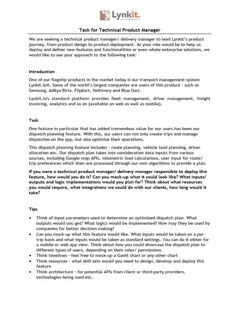 Technical Product Manager - TMS | PDF | Software Engineering | Computer Science