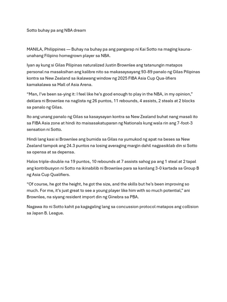 Barasahon Sports Feature Ni Kai Sotto | PDF