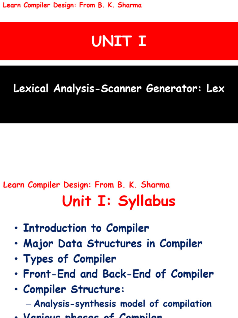 UNIT I BKS Lexical Analysis IX - LEX | PDF | Compiler | Software Development