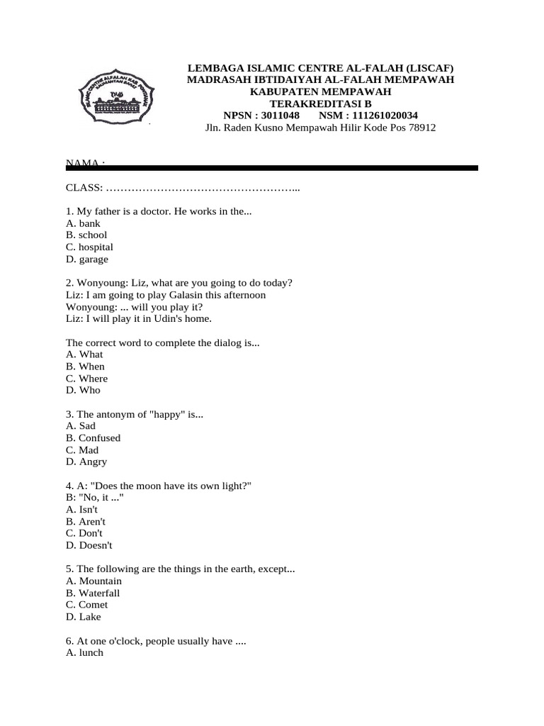 UAS KLAS 6 | PDF | Planets | Solar System