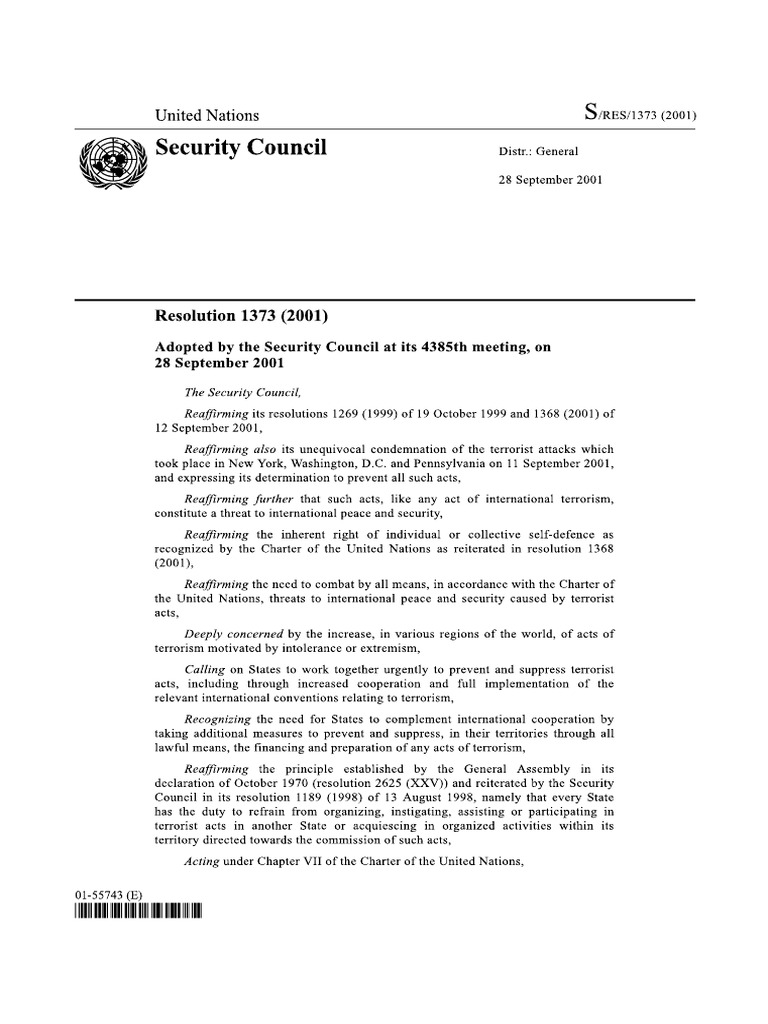 Resolution 1373 | PDF