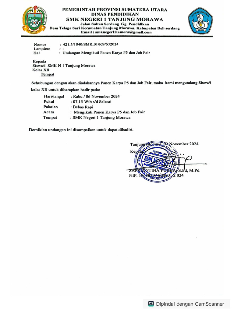 Undangan Mengikuti Job Fair & P5 Kelas Xii | PDF