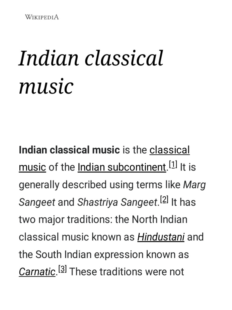Overview of Indian Classical Music | PDF | Classical And Art Music ...