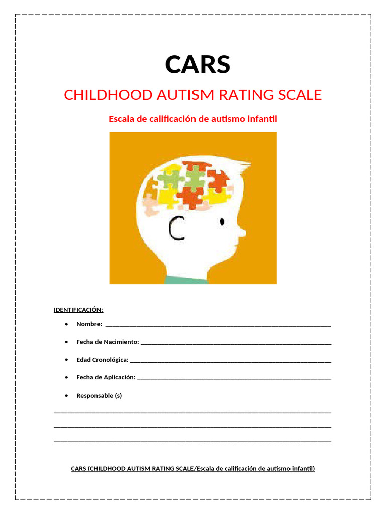 CARS Escala de de Calificación de Autismo Infantil | PDF | Espectro ...