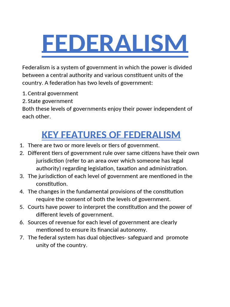 Federalism | PDF | Federation | Federalism