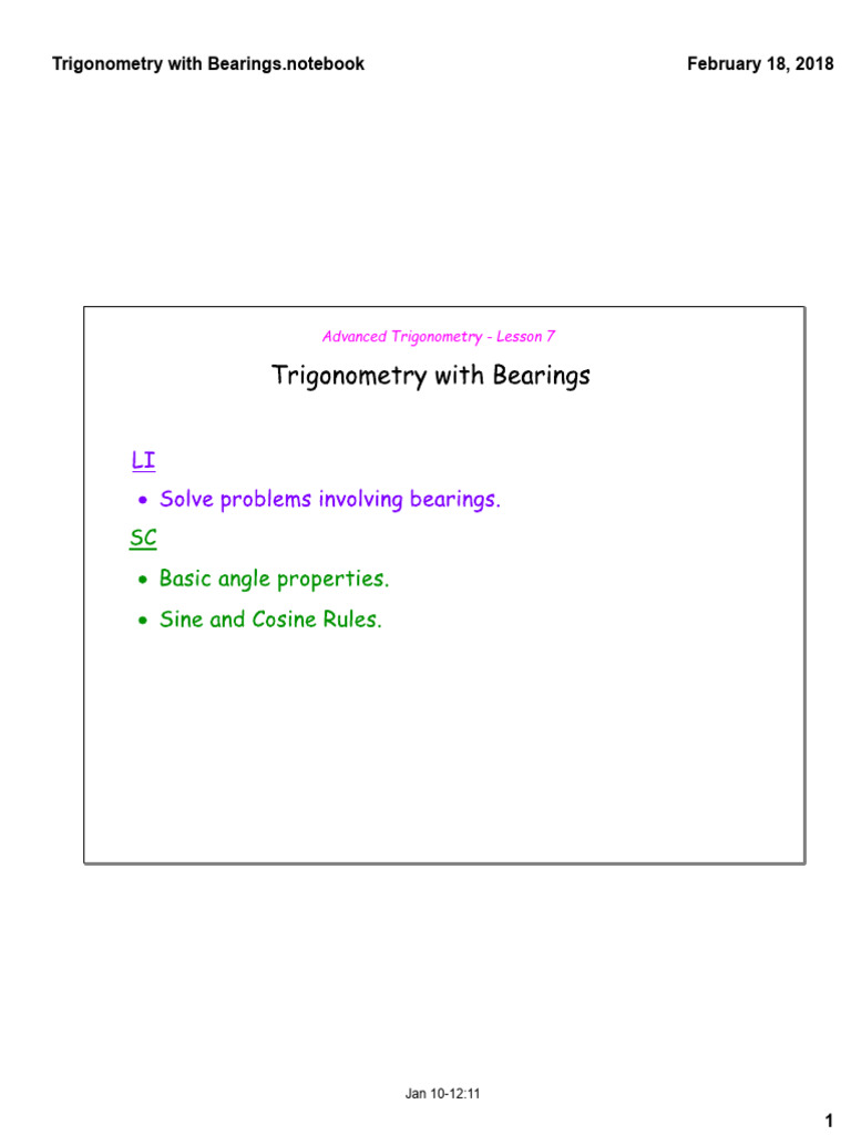 Trigonometry With Bearings | PDF